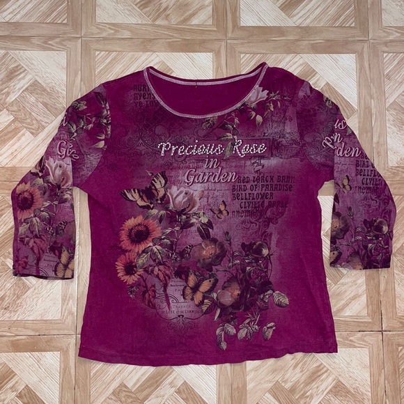 Tops | 3 For 15 Precious Rose In Garden Top | Poshmark